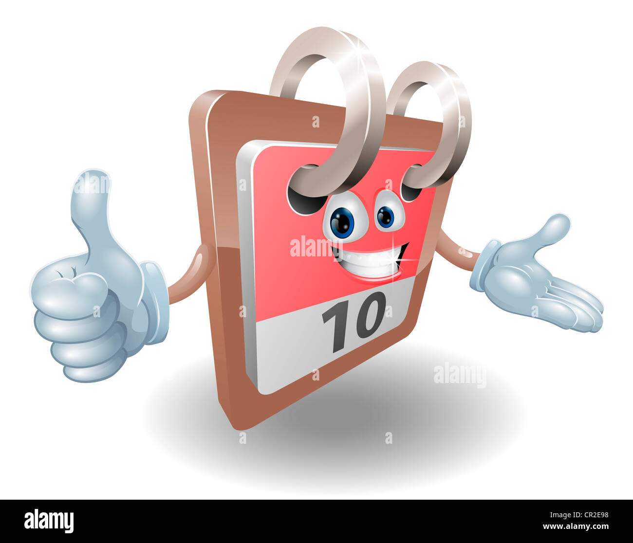Desk calendar cartoon character giving thumbs up sign Stock Photo - Alamy