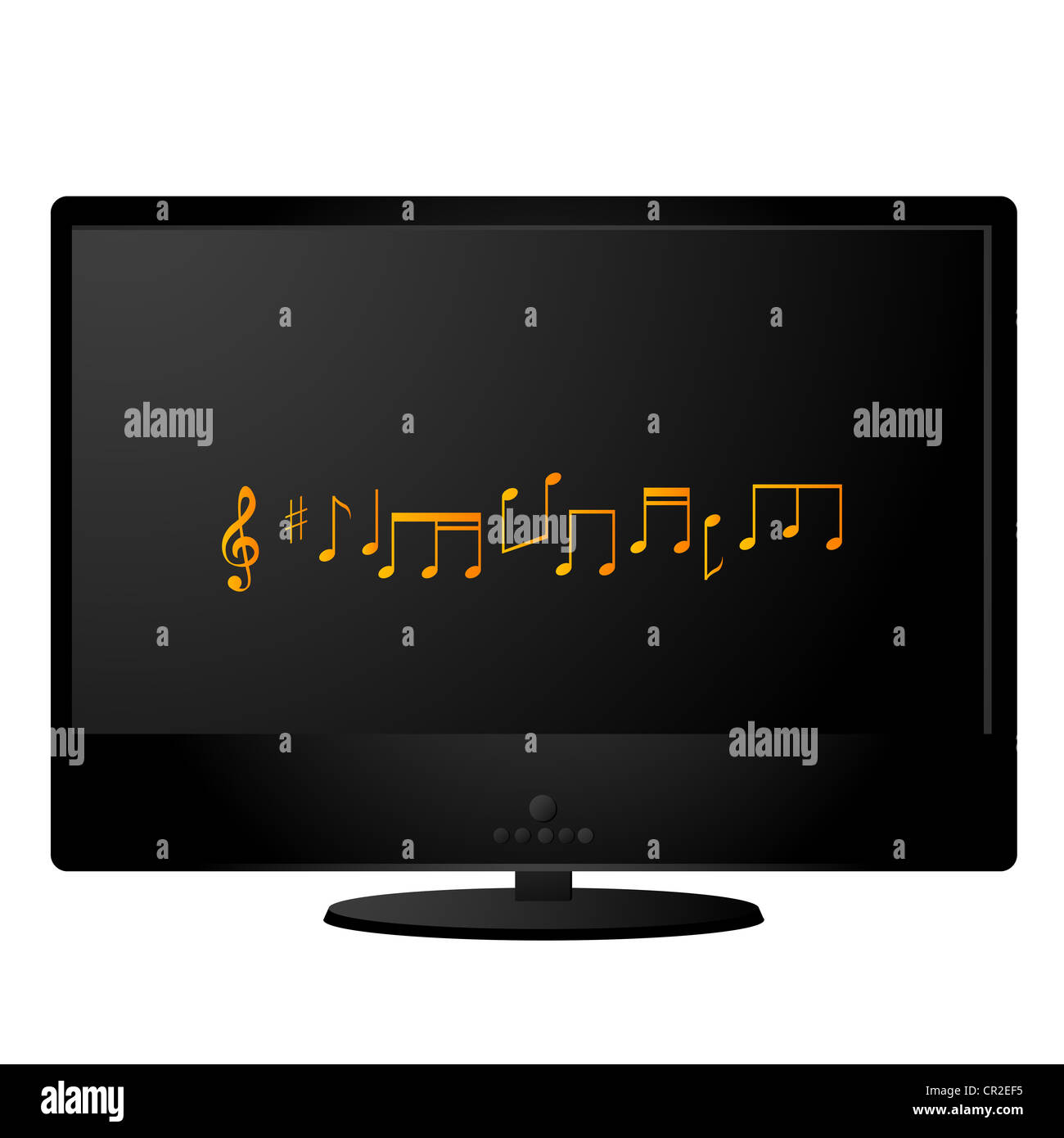 Black lcd monitor with musical notes on the screen Stock Photo - Alamy