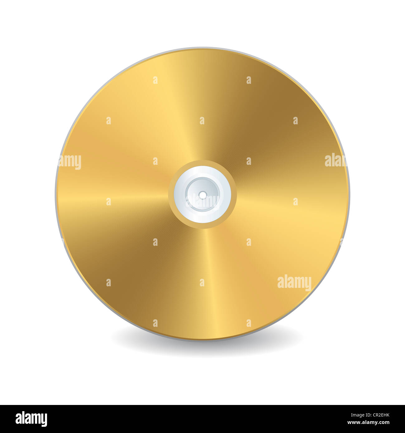A golden compact disc, isolated object over white background Stock ...