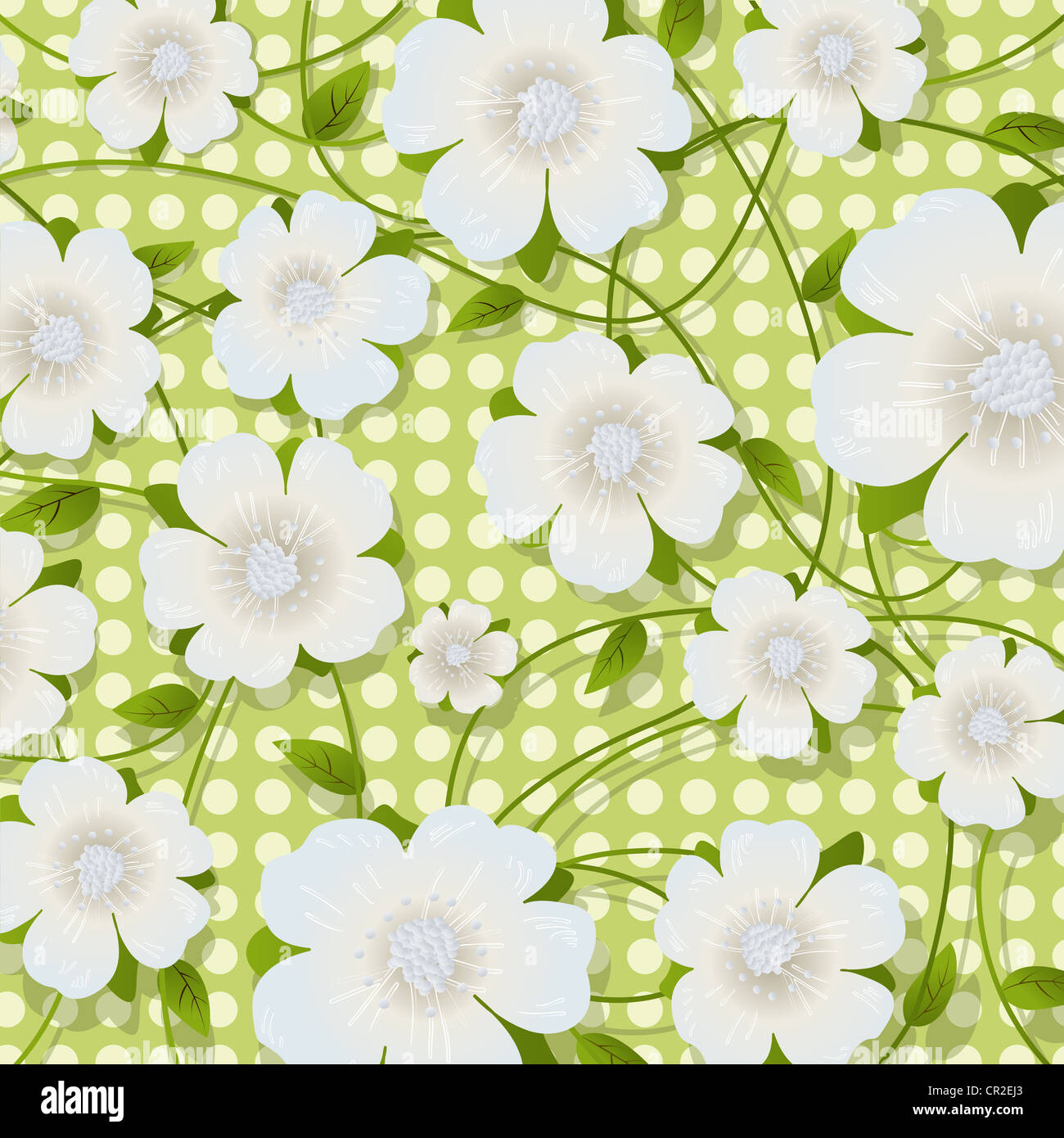 Green floral design, abstract background with stylized flowers and ...