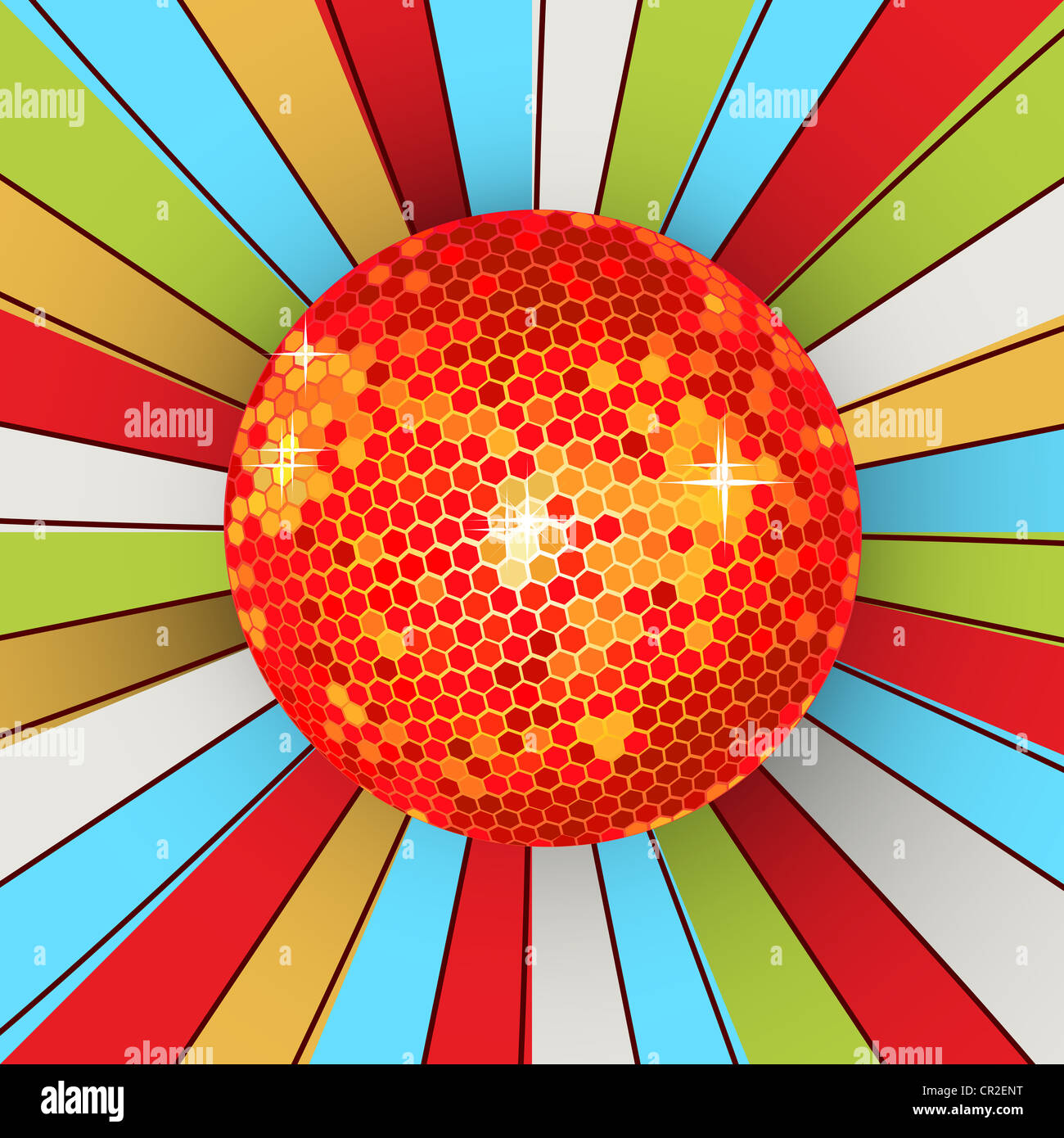 Abstract retro background with shining disco ball. Graphic art Stock ...