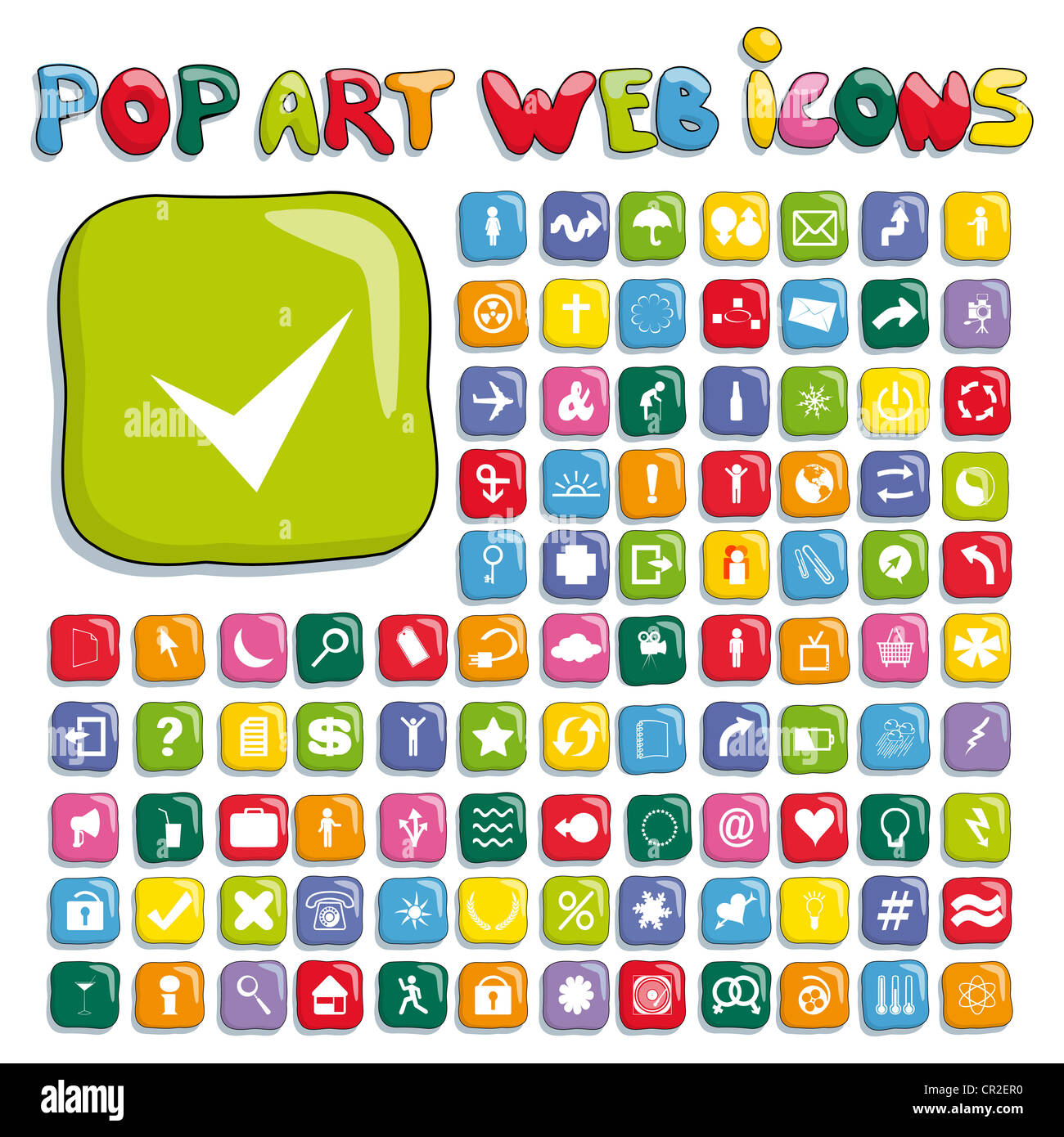 Stylized pop art web icon set, isolated objects on white background ...