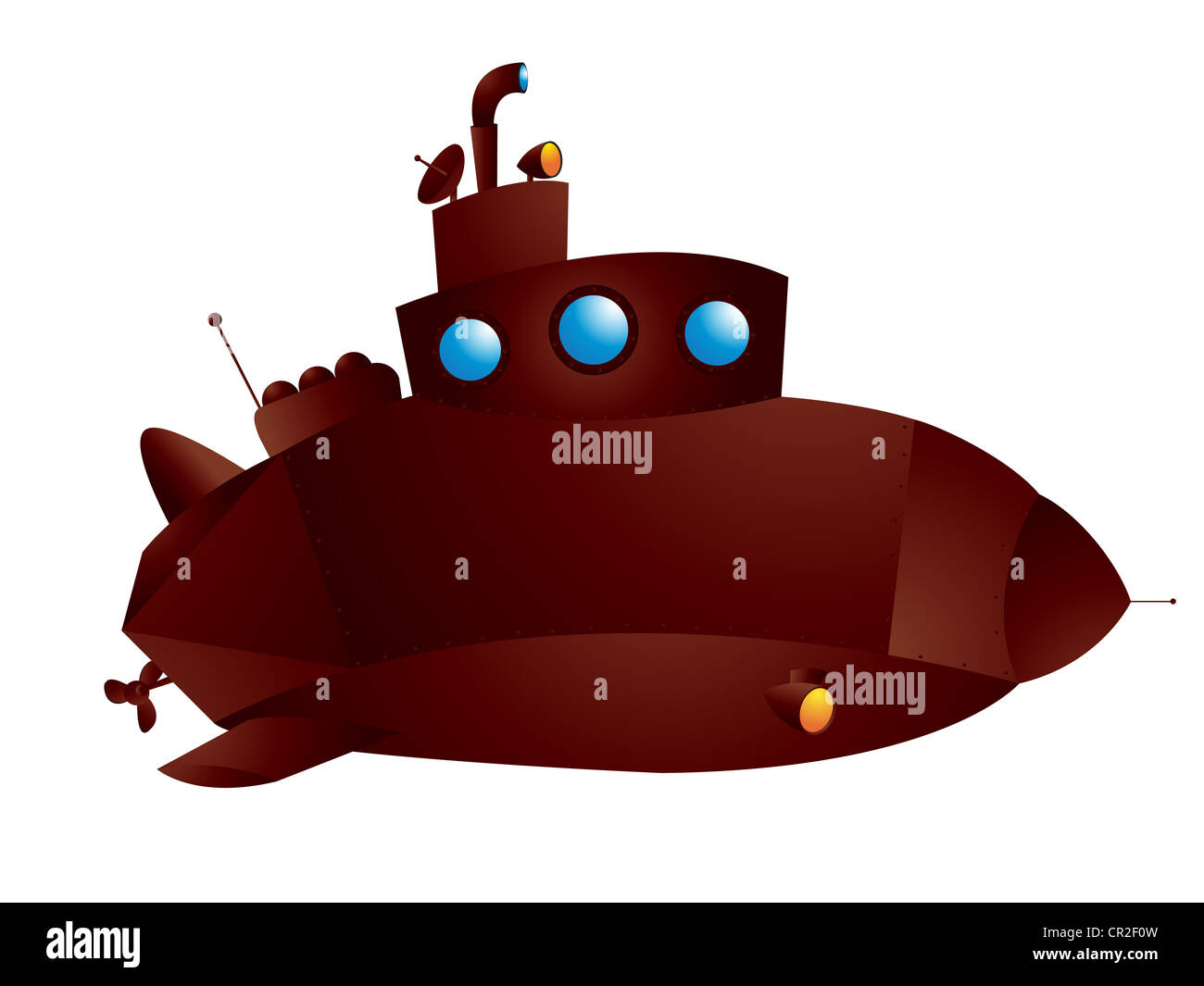 Cartoon submarine, isolated object over white background Stock Photo ...