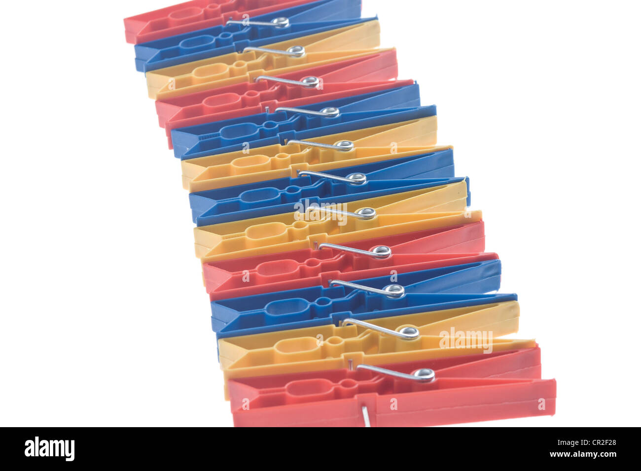 Clamps for hanging clothes. On white Stock Photo - Alamy
