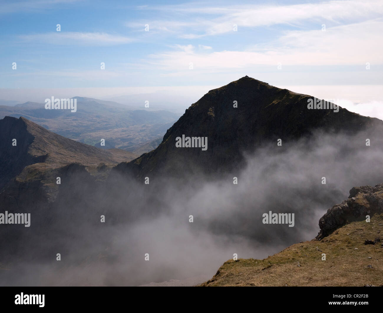 Yr Wyddfa, the summit of Snowdon, viewed from Crib y Ddysgl / Garnedd ...