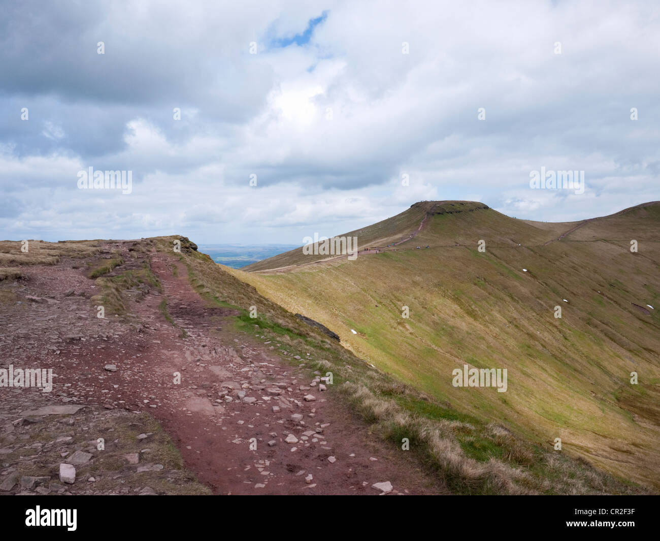 A crowded Corn Du, second highest summit in the Brecon Beacons National ...