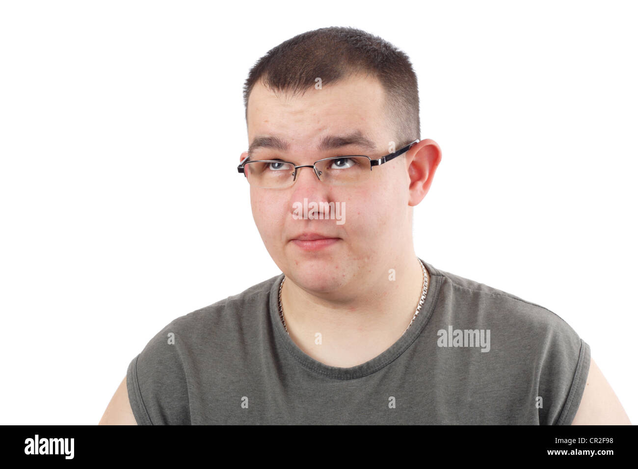 Obese man portrait foto on the white background Stock Photo - Alamy