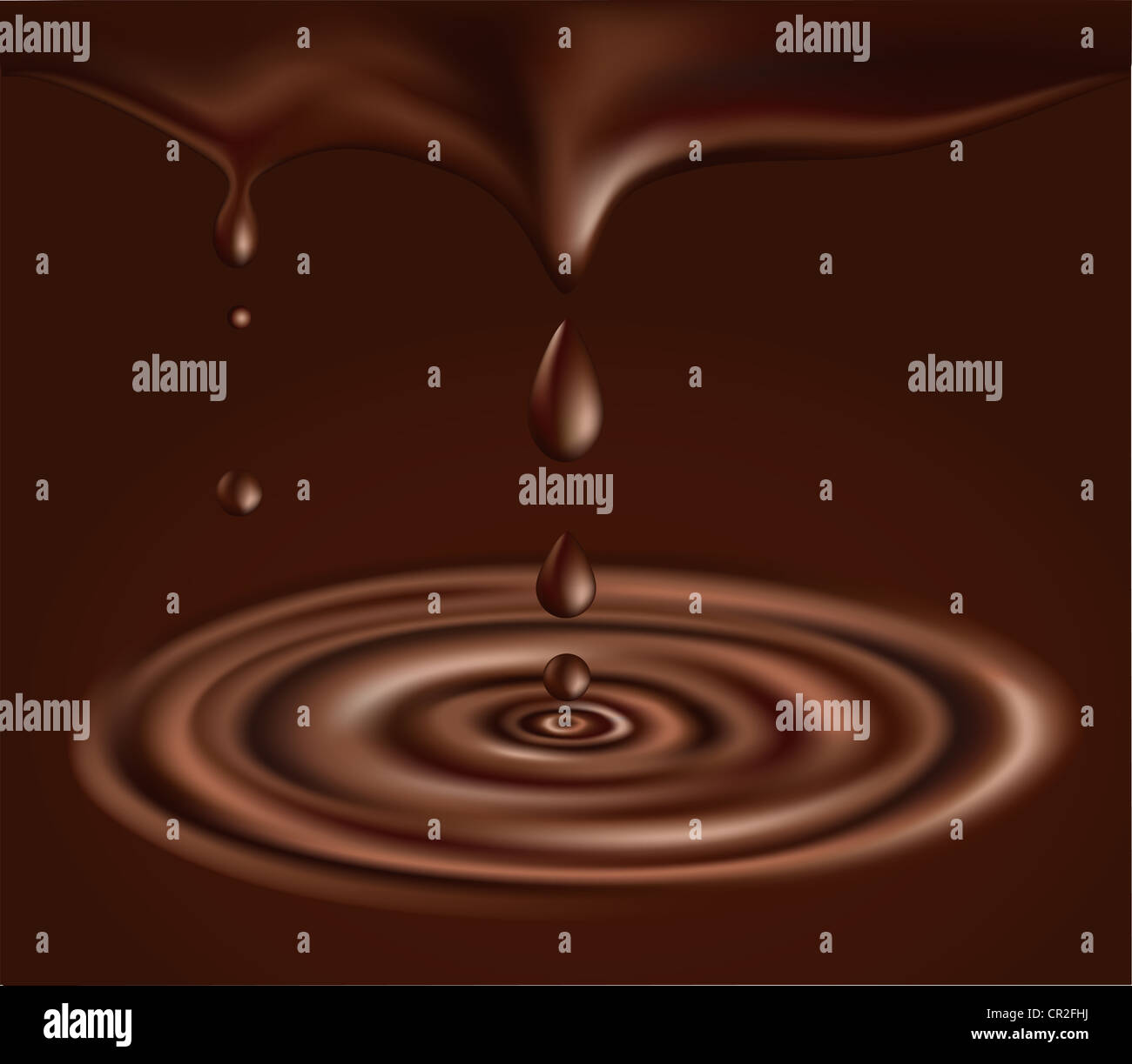 Chocolate background. Illustration of flowing liquid chocolate and ...