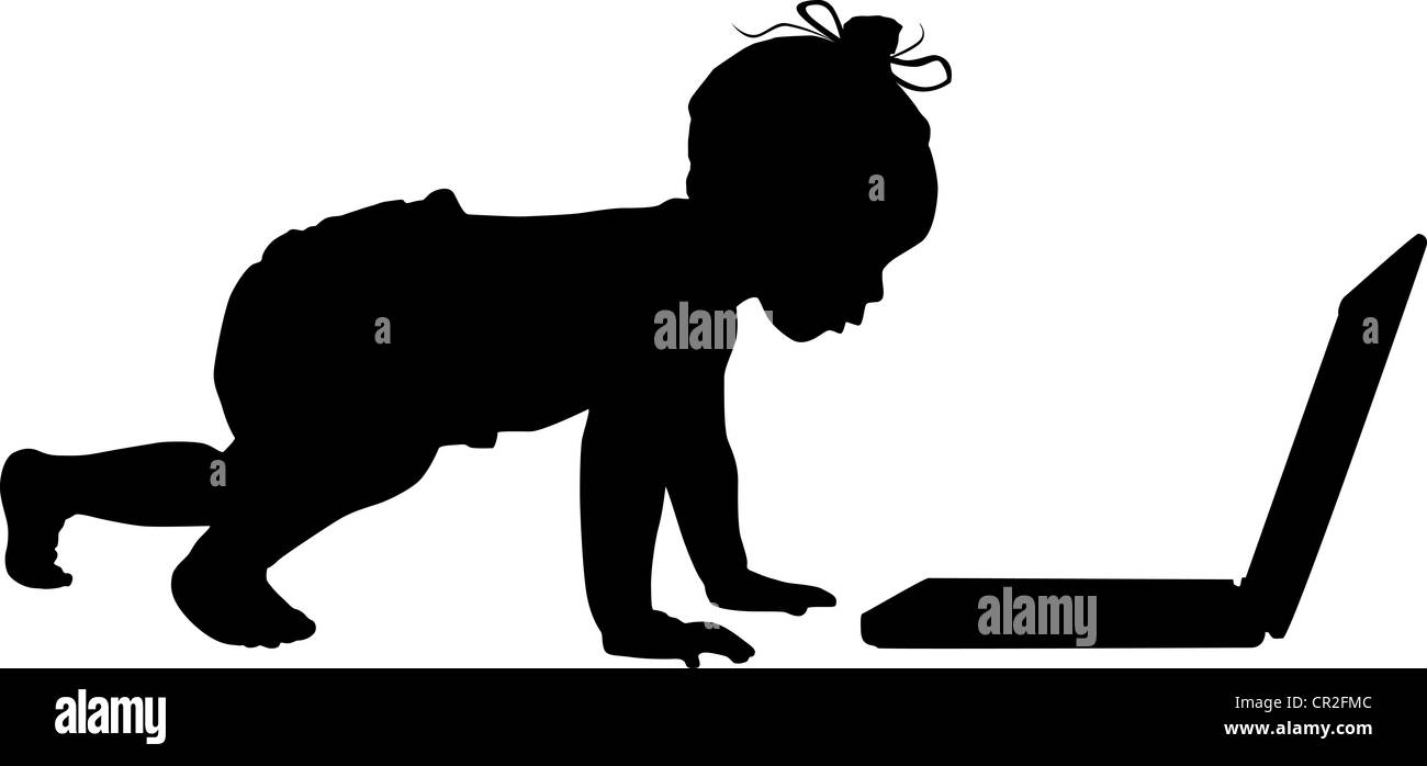 Baby and computer Stock Photo - Alamy