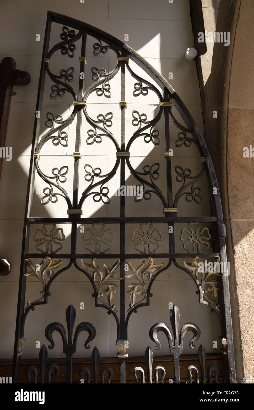 Elaborate wrought iron gate in gateway Albert Square Manchester Stock ...