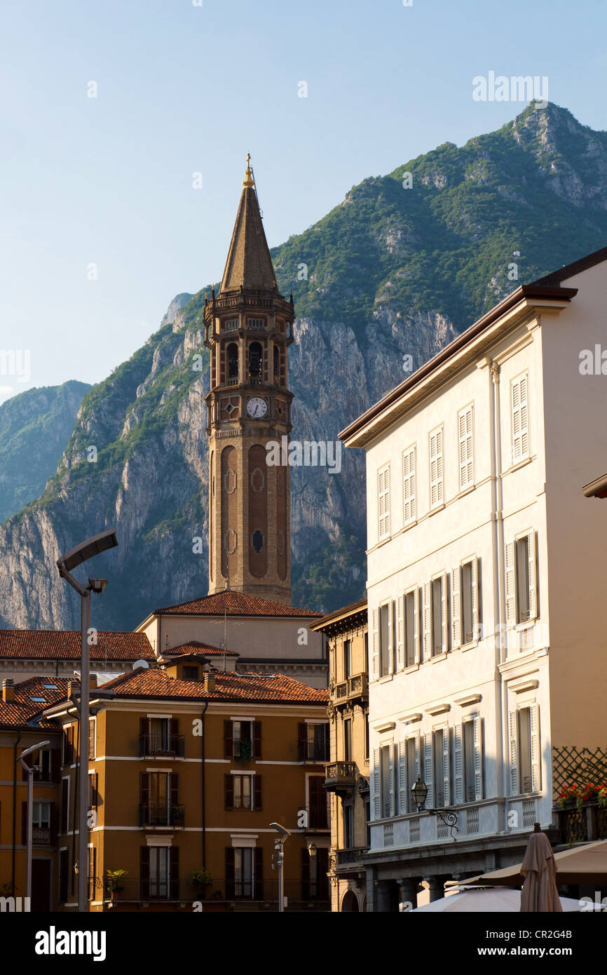 Tower in Town Square in Lecco,Lake Como, Lombardy, Italy Stock Photo ...