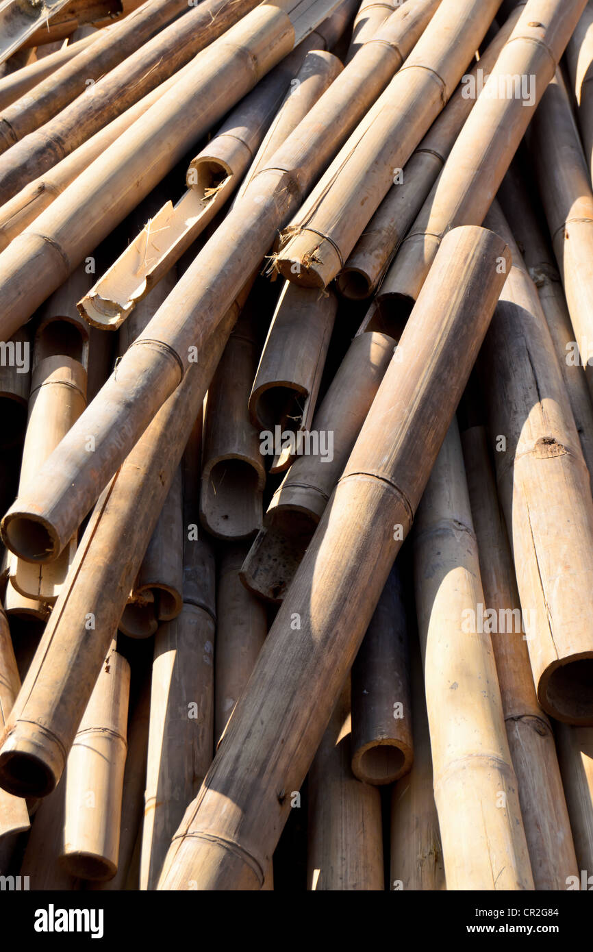 a pile of bamboo log on construction site Stock Photo - Alamy