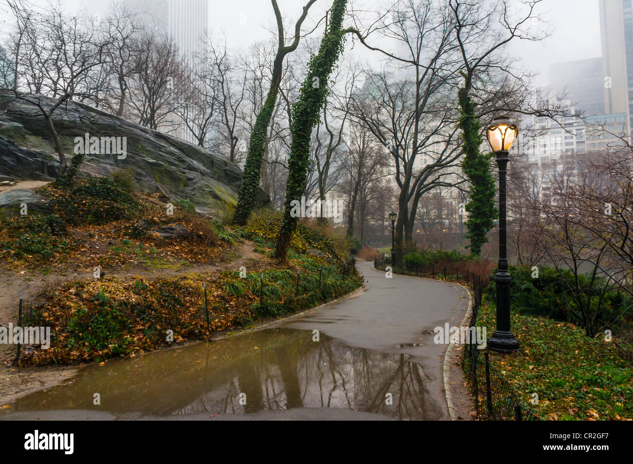Central Park, New York City sidewalk in early morning Stock Photo - Alamy