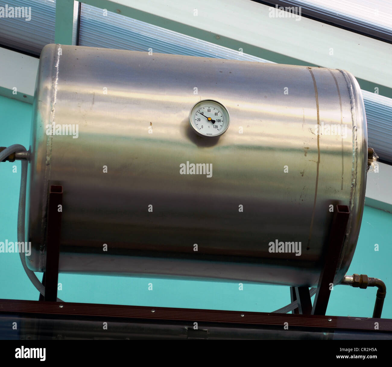 Solar collector tank container for water heating and water temperature ...