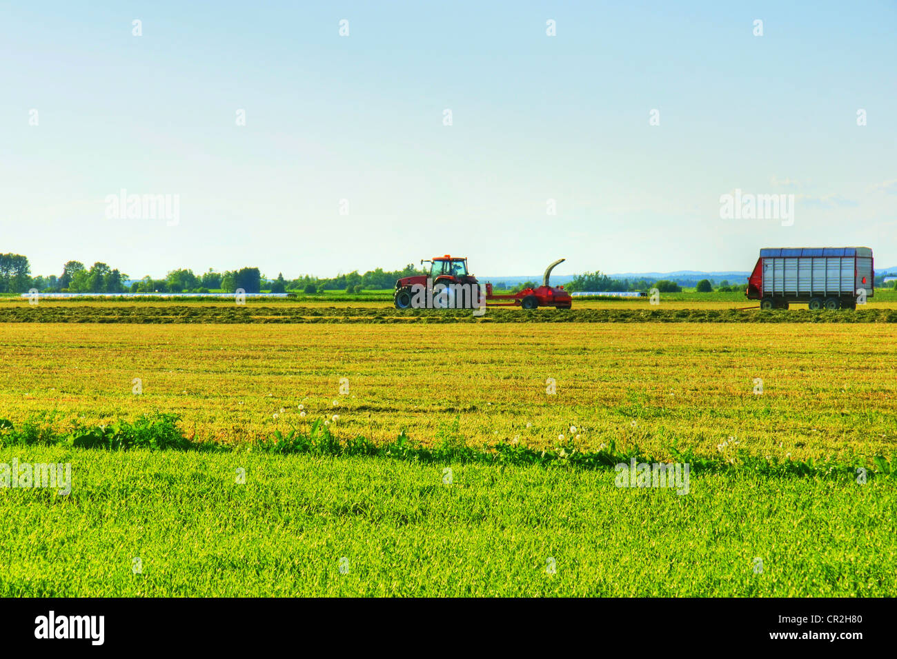 Beautiful HDR rendering of rural landscape with early farm work in the ...