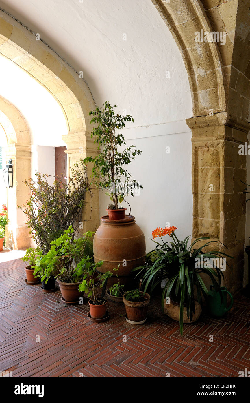 convent sanctuary courtyard at the summit of monte toro menorca spain ...
