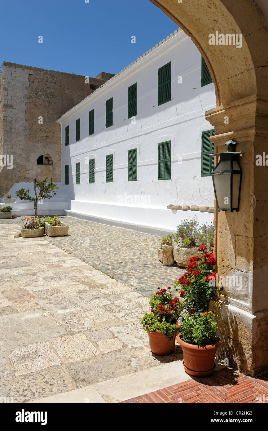 convent sanctuary courtyard at the summit of monte toro menorca spain ...