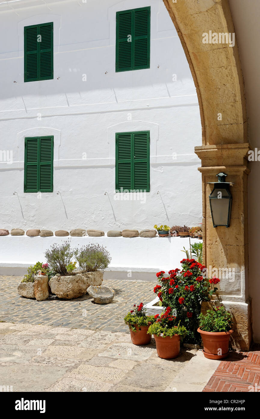 convent sanctuary courtyard at the summit of monte toro menorca spain ...