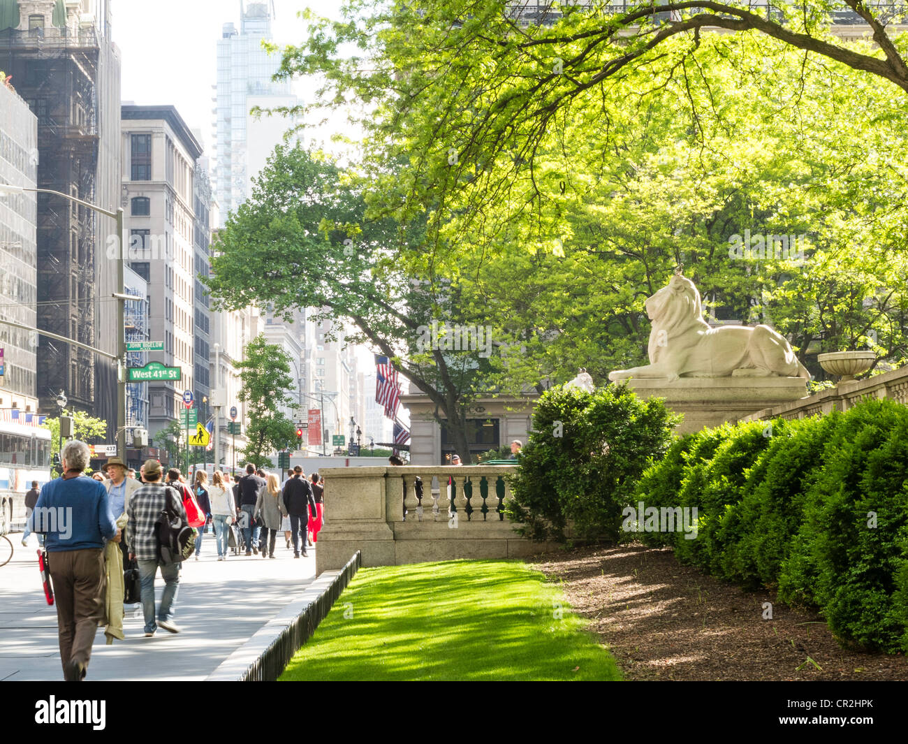 Lion Statue, New York Public Library, Main Branch, NYC Stock Photo - Alamy