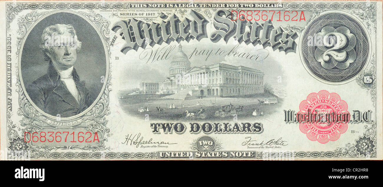 2 dollars banknote hi-res stock photography and images - Alamy