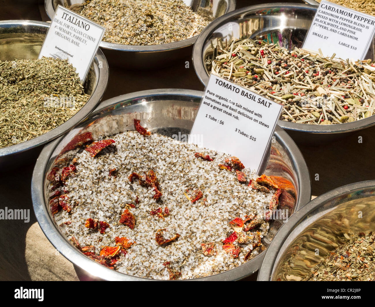 Spices for sale at the Murray Hill Street Fair, NYC Stock Photo - Alamy