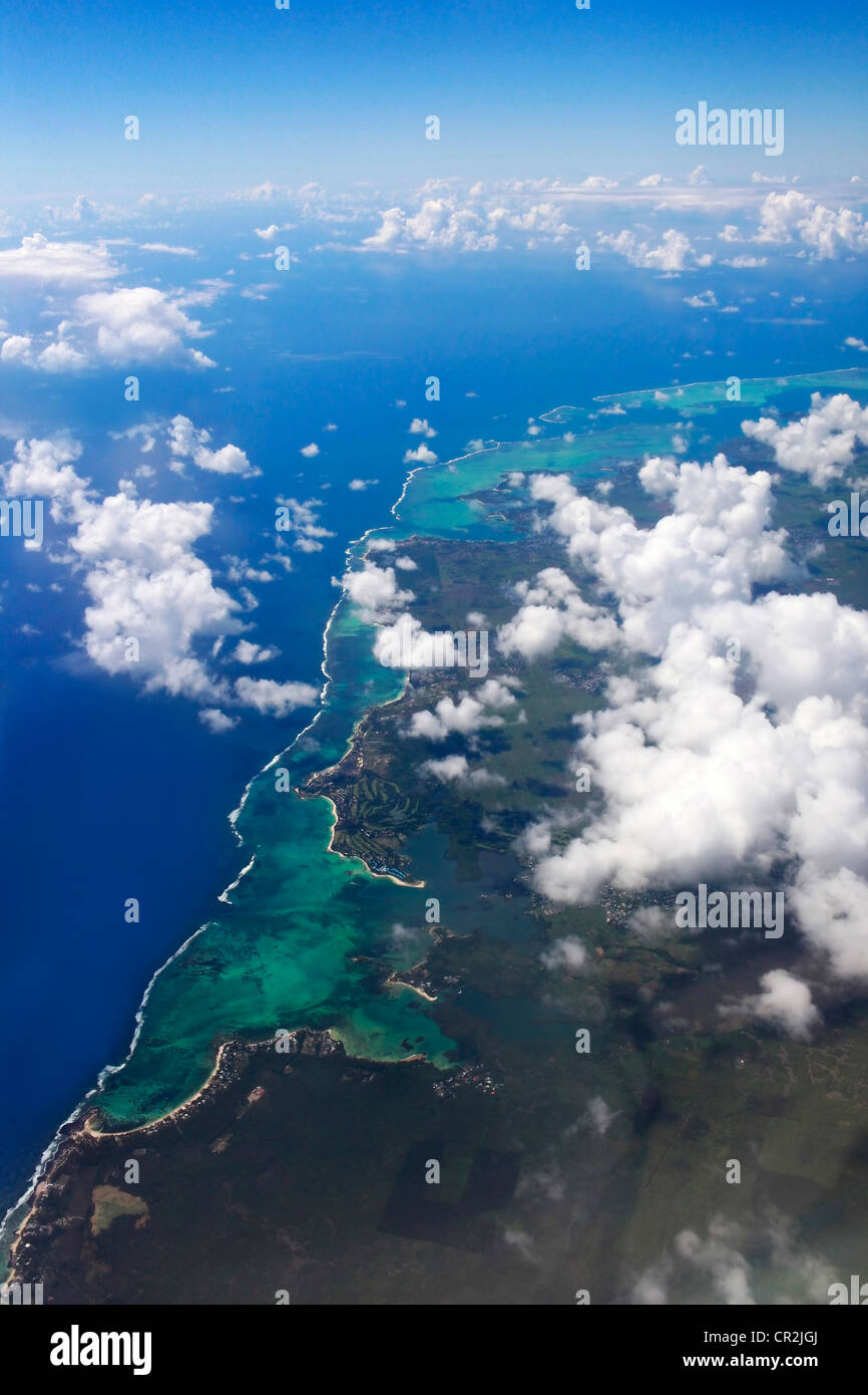 Aerial view of Mauritius with clouds Stock Photo - Alamy