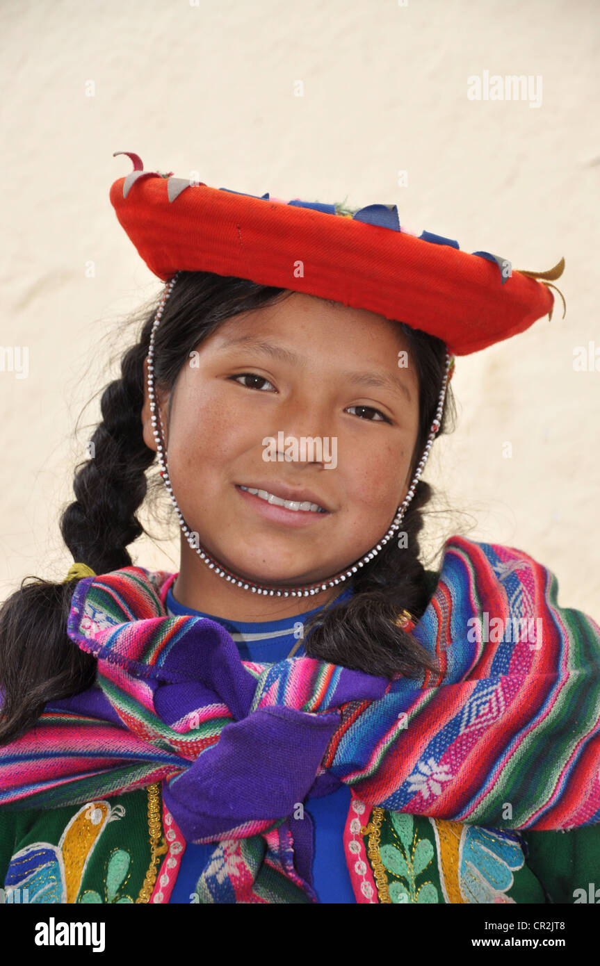 Girl in native costume - Cusco, Peru Stock Photo - Alamy