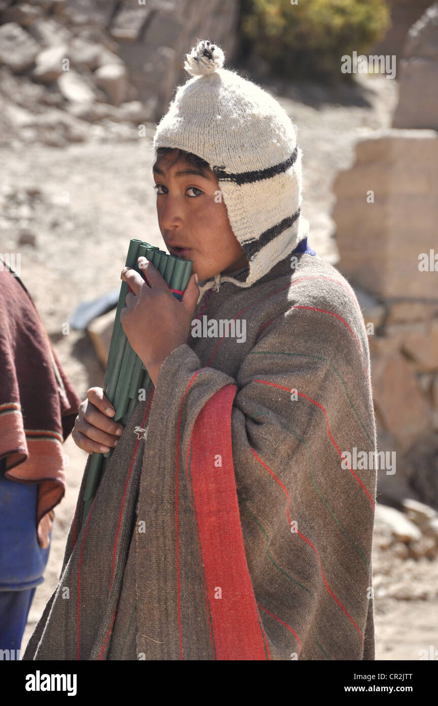 Pan Pipe players - San Antonio de Lípez, Bolivia Stock Photo - Alamy