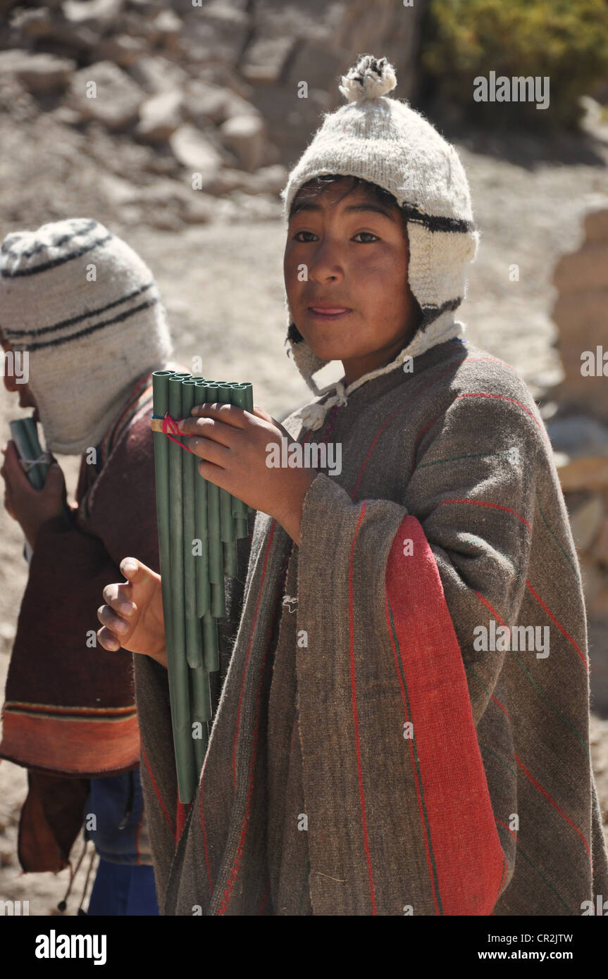 Pan Pipe players - San Antonio de Lípez, Bolivia Stock Photo - Alamy