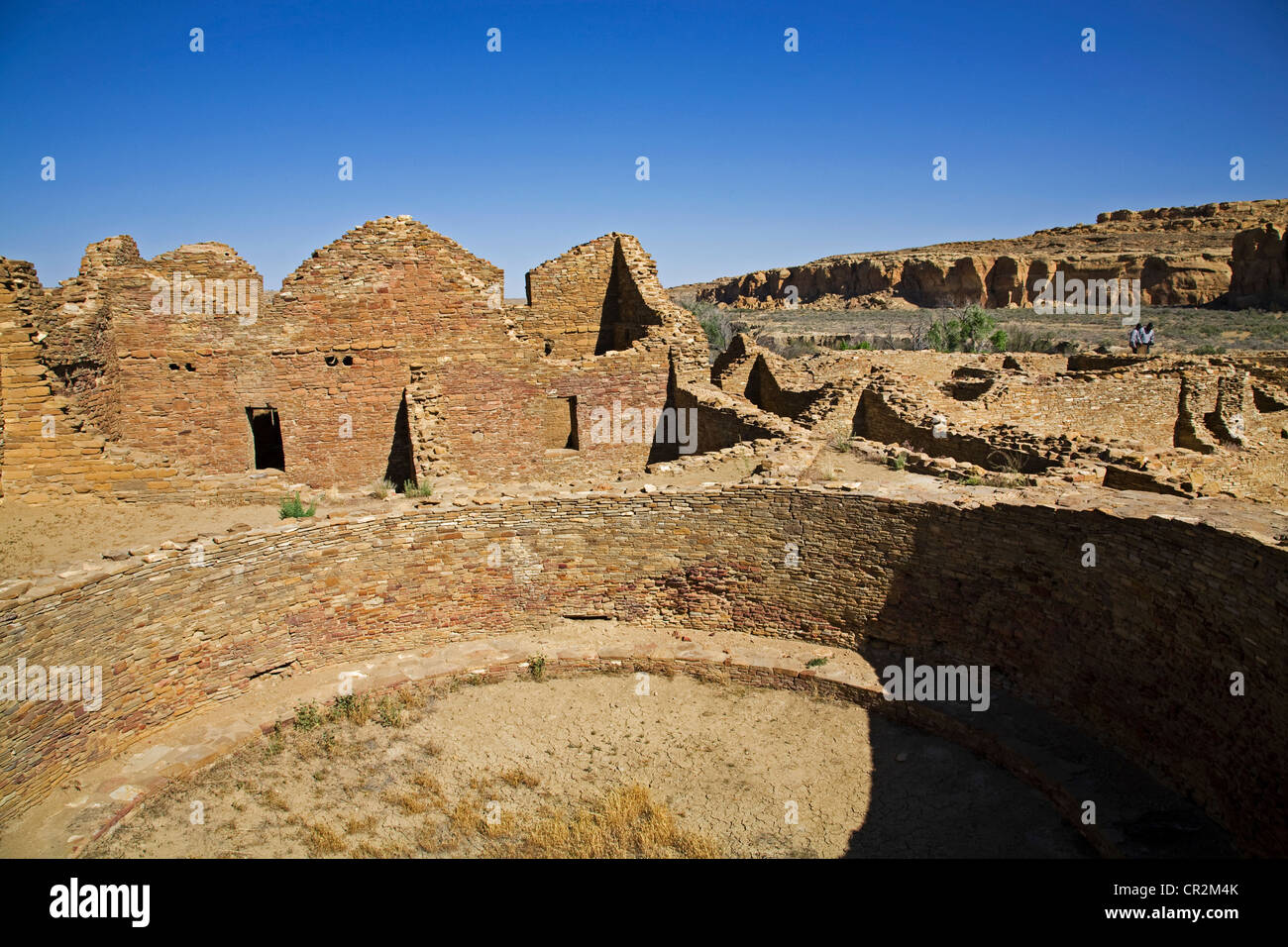 The sandstone walls of the Anasazi great house of Pueblo Pueblo del ...