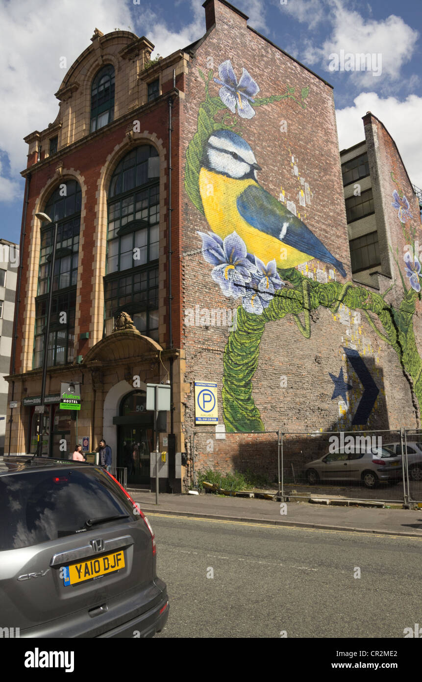 A view of Hatters Hostel Newton Street Manchester with a super sized ...