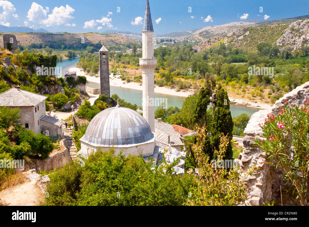 Pocitelj beauty old village. View on small mosque. Bosnia and ...
