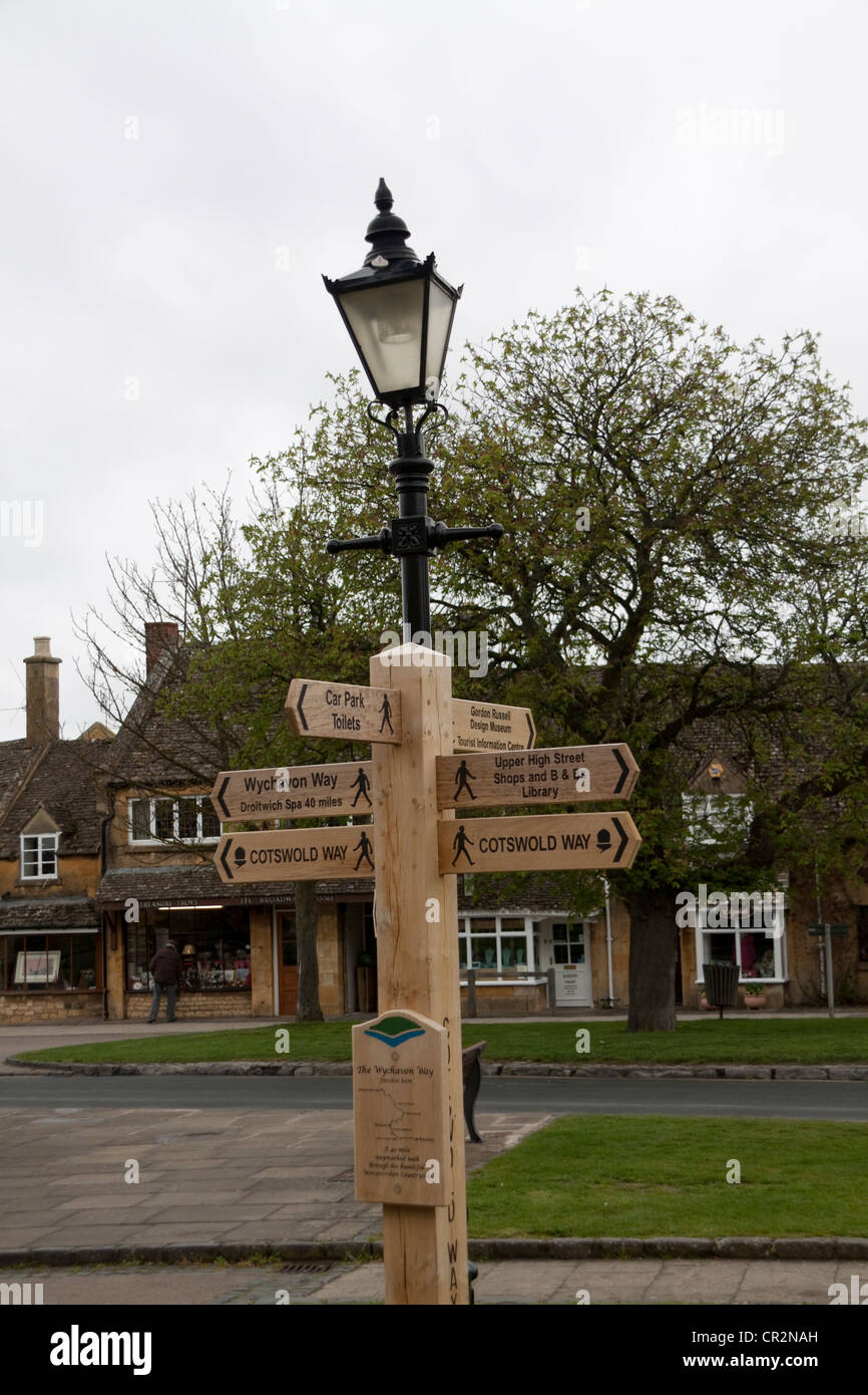 Broadway Sign Post Broadway Worcestershire England uk Stock Photo - Alamy