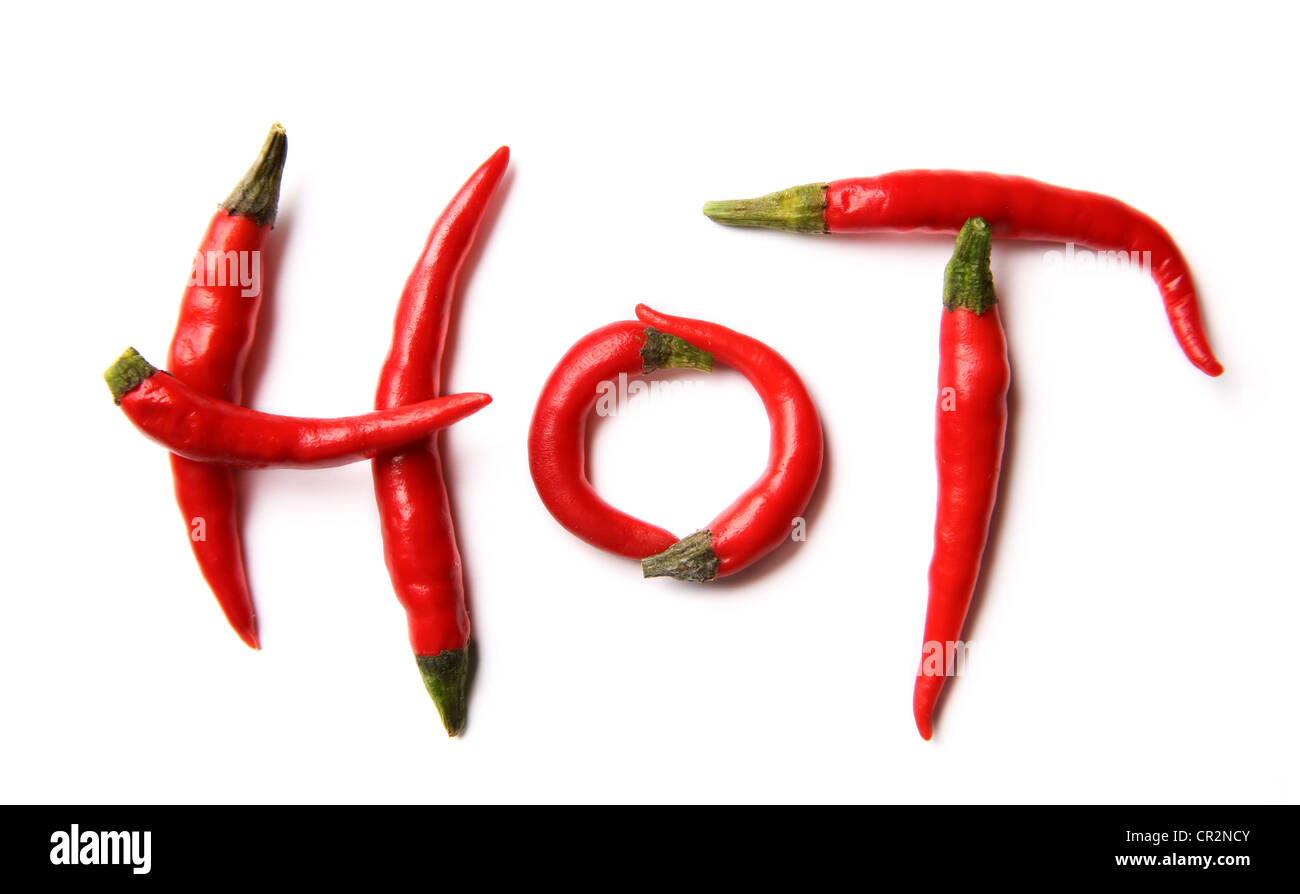 Red hot chilli peppers spelling the word "hot Stock Photo - Alamy