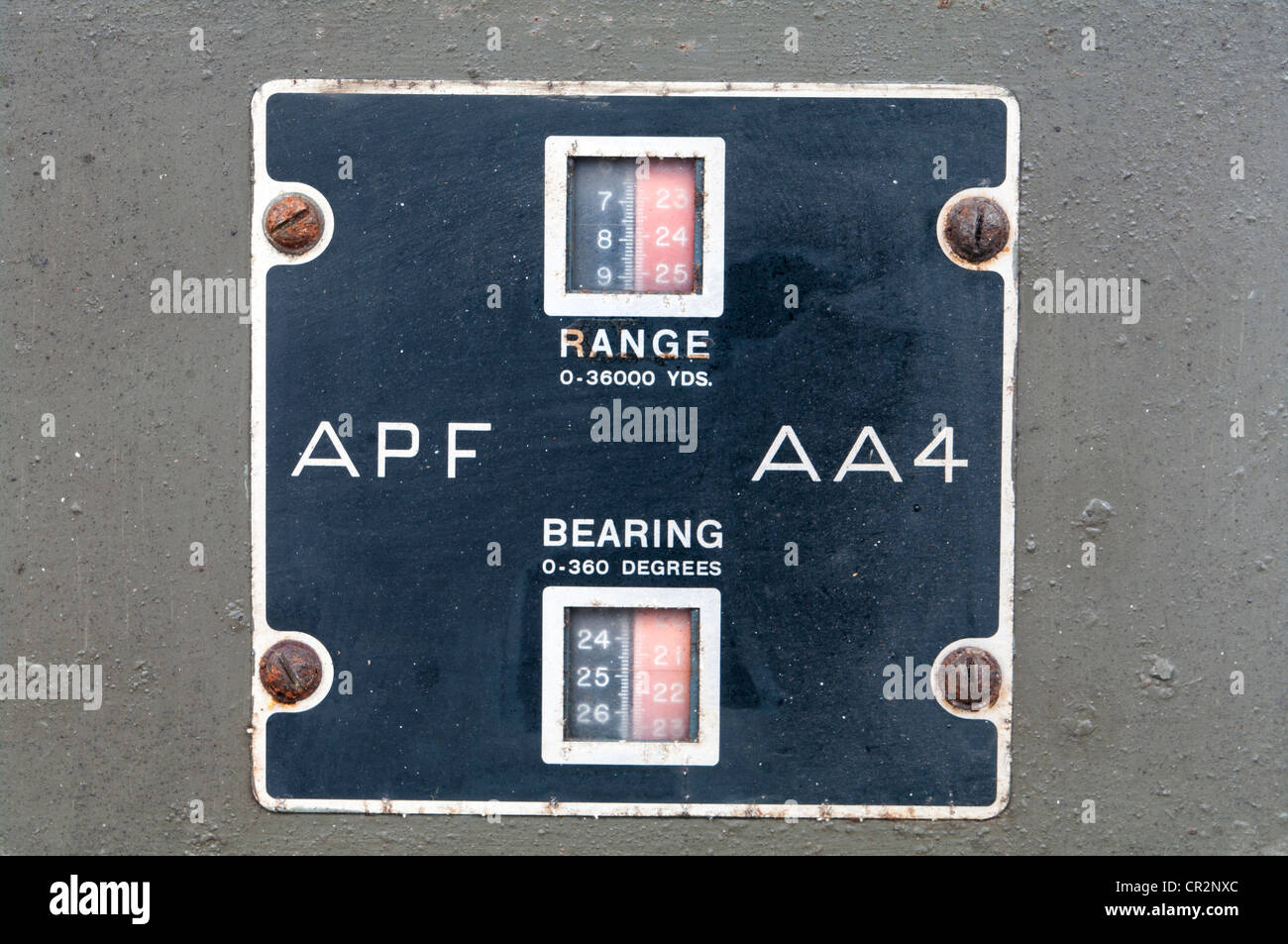 Detail from dashboard of the MK VI military radar. Close‑up of a ...