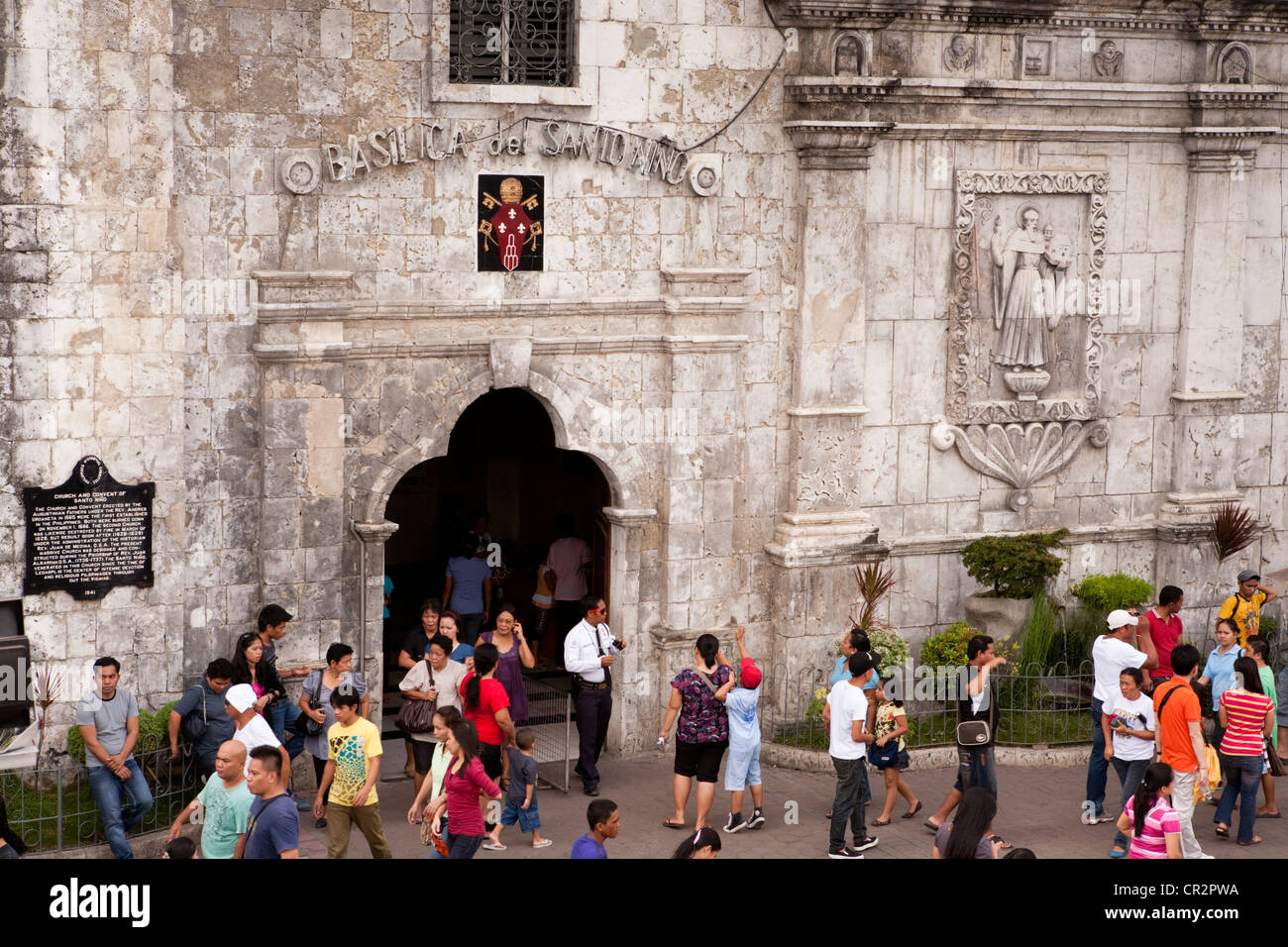The crowd leaving an outdoor sunday mass at The Minor Basilica of the ...