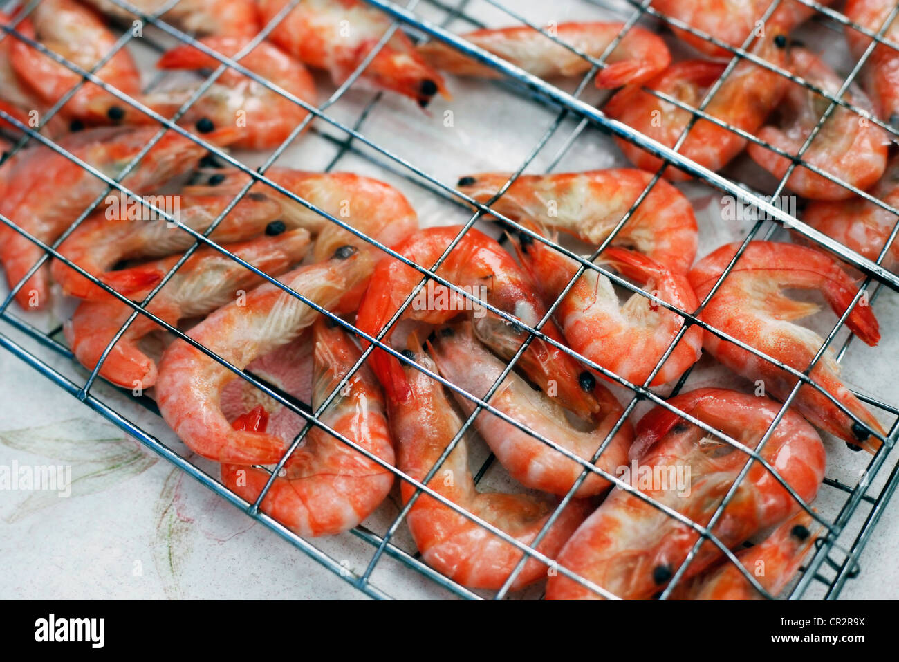 Freshwater prawn seafood. Preparation for a grill Stock Photo - Alamy