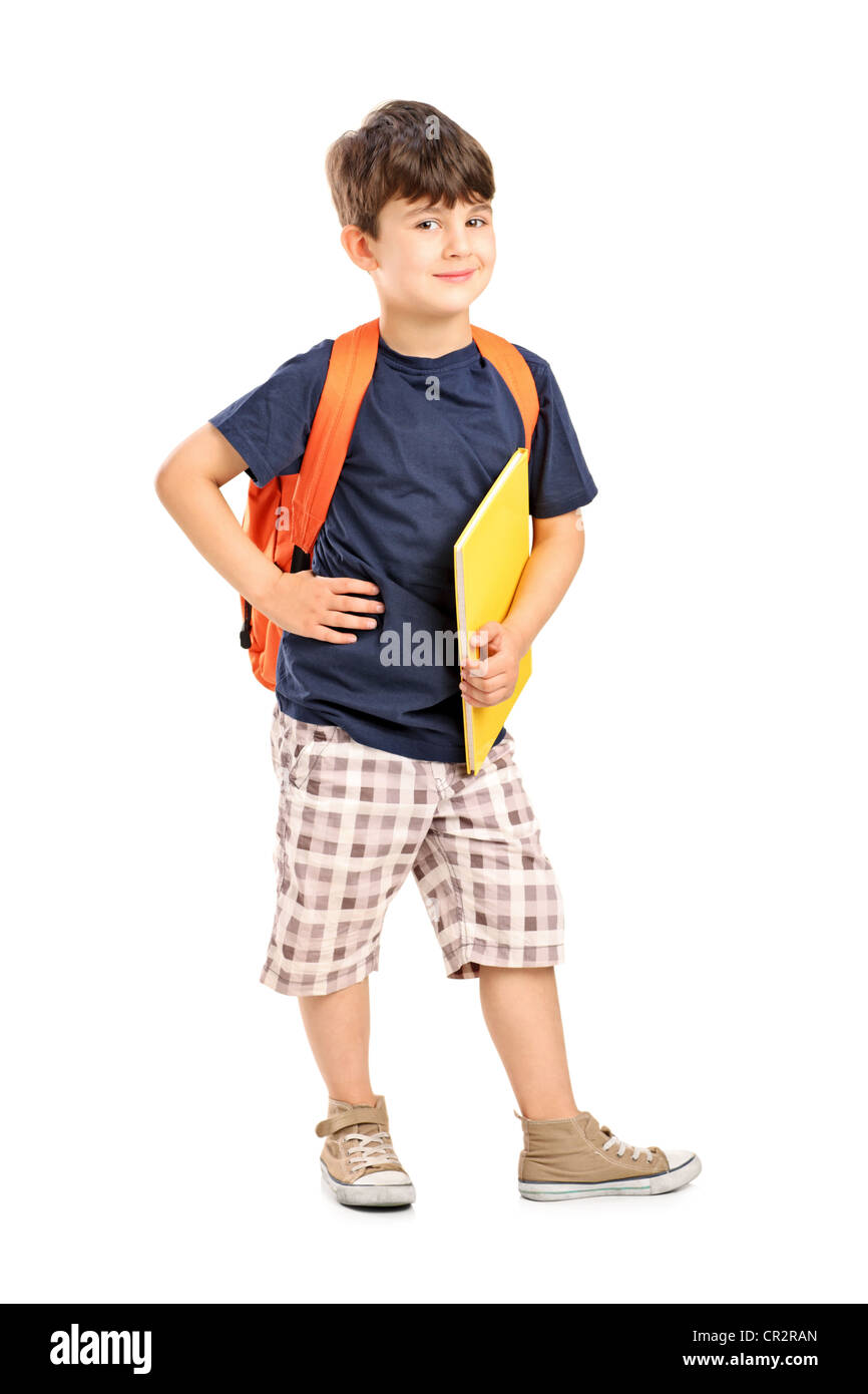 Boy backpack standing on Cut Out Stock Images & Pictures - Alamy