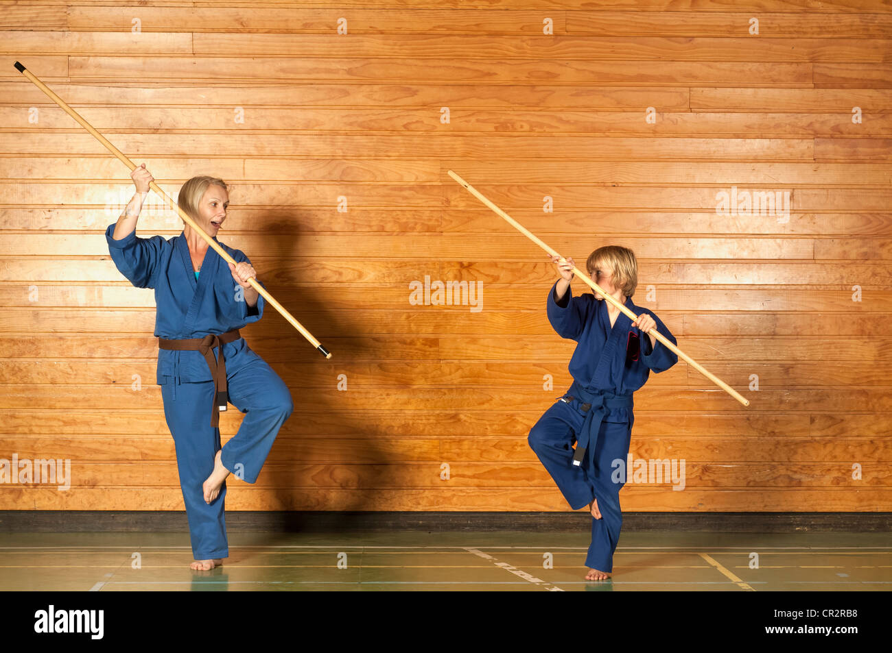 Mature lady teaching yong child kiaido Ryu Martial arts Stock Photo - Alamy
