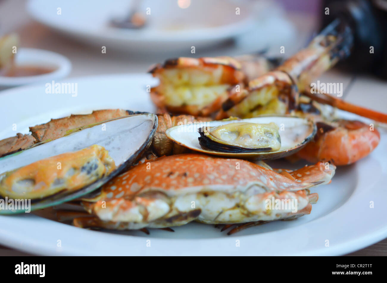 mixed seafood grill , crab , scallop , shrimp , shellfish Stock Photo ...