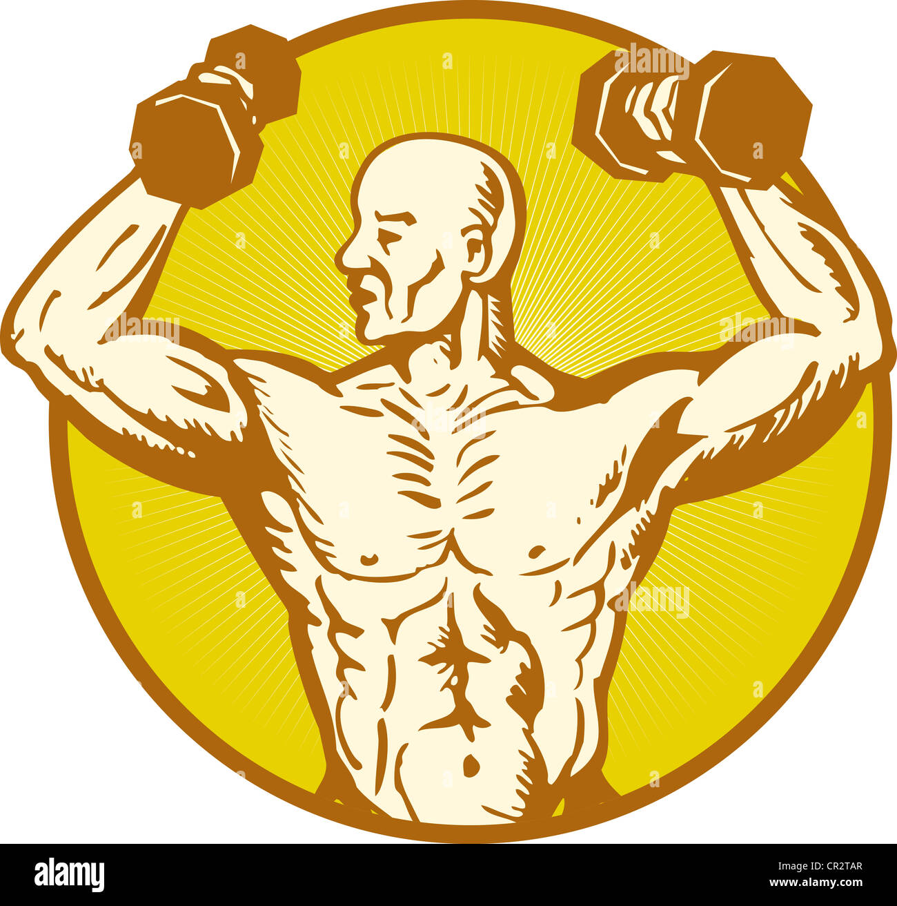 illustration of male human anatomy body builder flexing muscle on ...
