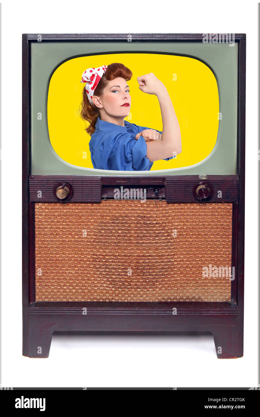 1950 Vintage TV Television Isolated on White Background Stock Photo - Alamy