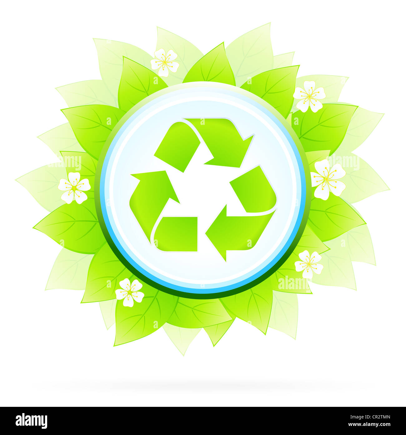 Recycling Symbol with Leaves and Flowers Stock Photo - Alamy