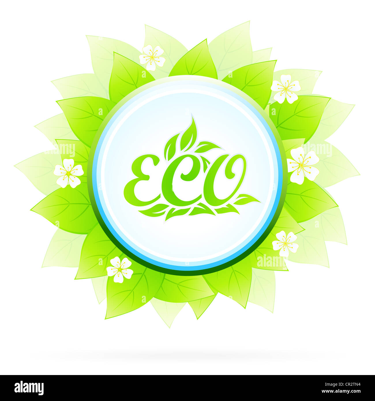 ECO Symbol with Leaves and Flowers Stock Photo - Alamy