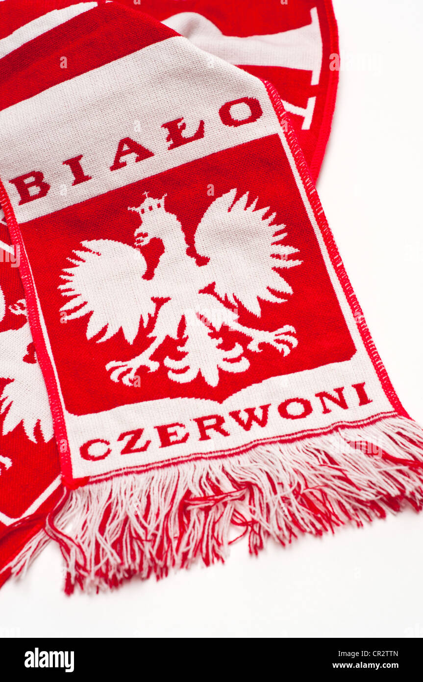 White -red polish sign on material Stock Photo - Alamy