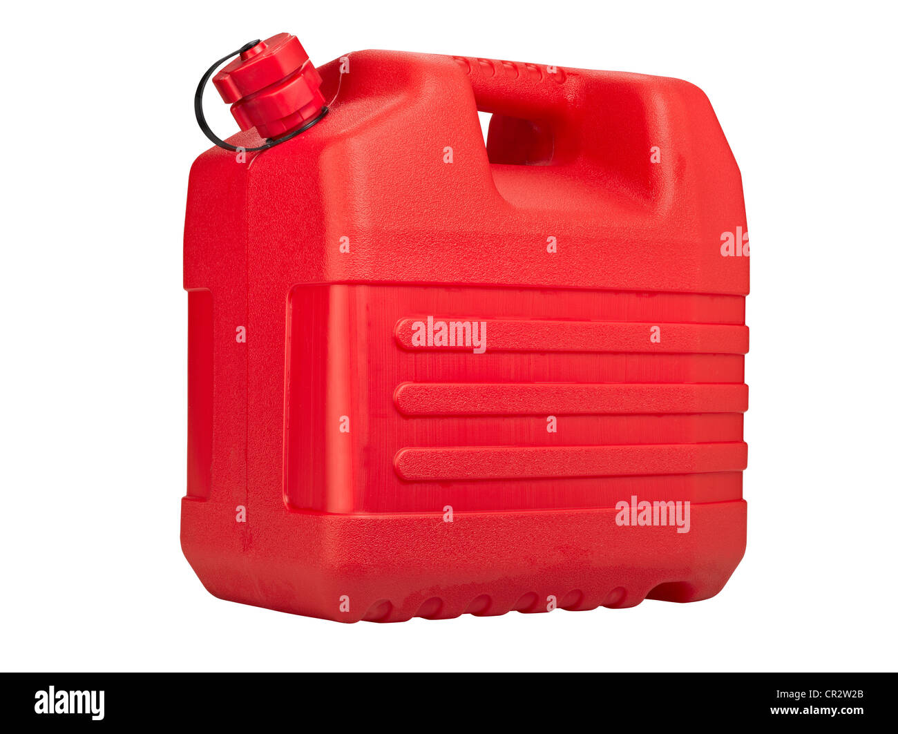 Red plastic can isolated on white background, clipping path Stock Photo ...