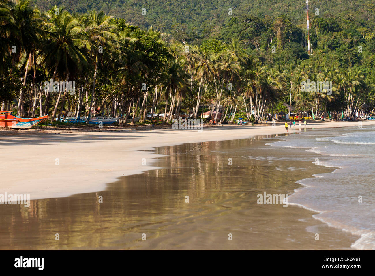 The long sandy beach of Sabang, Palawan, Philippines, Asia Stock Photo ...