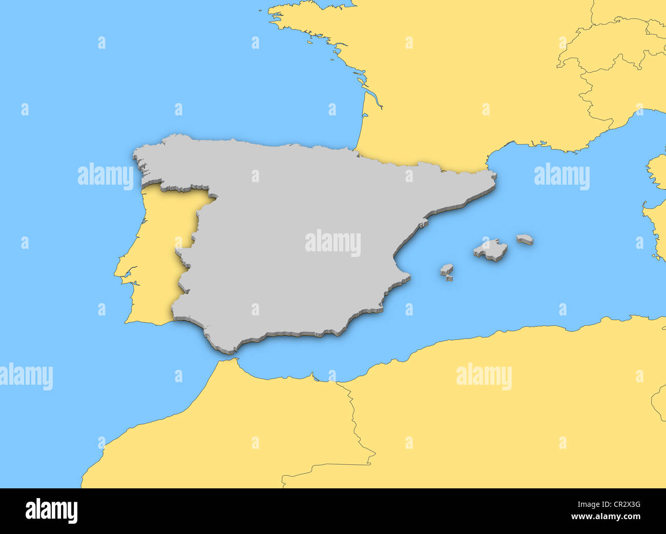 Political map of Spain with the several regions Stock Photo - Alamy