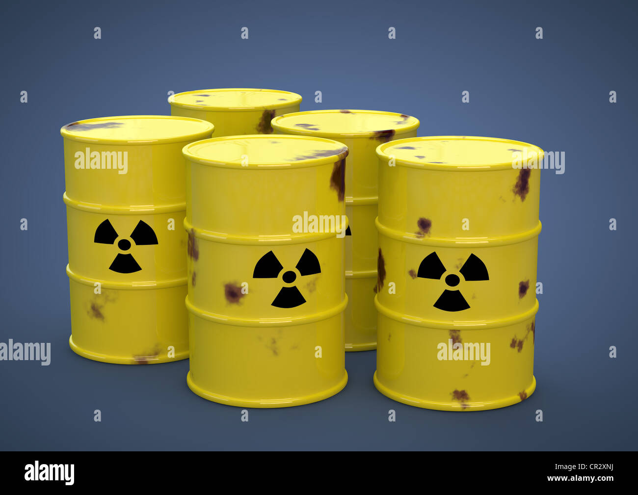 Rusty barrels of radioactive nuclear waste, terminal storage, nuclear ...