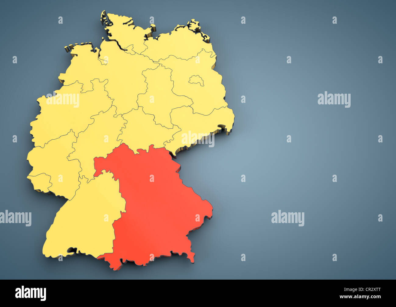 Bavaria, outline, federal states of Germany, 3D illustration Stock ...